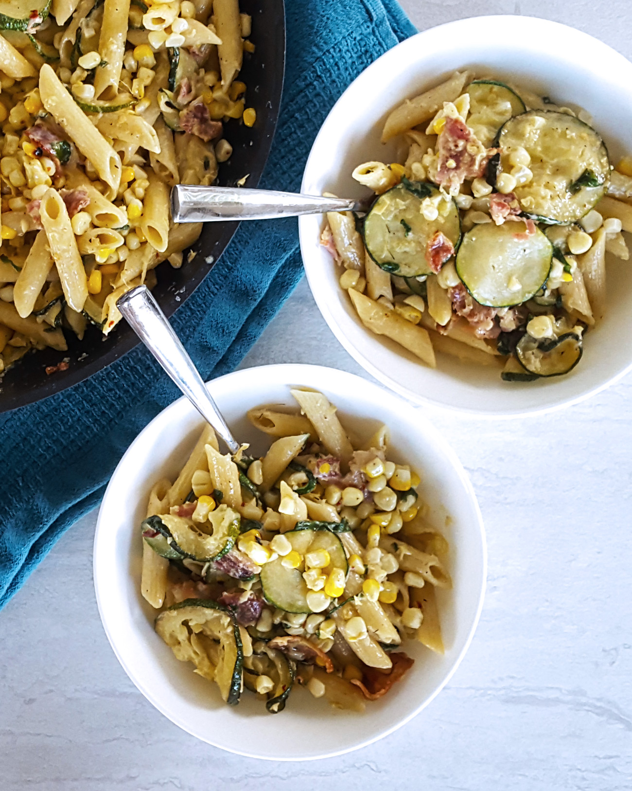 Creamy Corn Zucchini Summer Skillet Pasta Feast In Thyme
